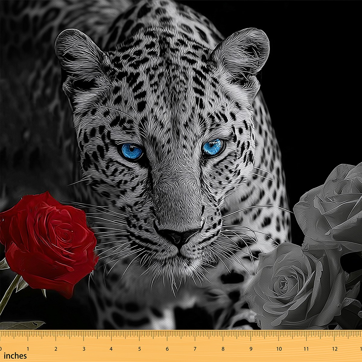 Feelyou Leopard Cheetah Fabric by the Yard 2 Yards, Red Rose Floral ...