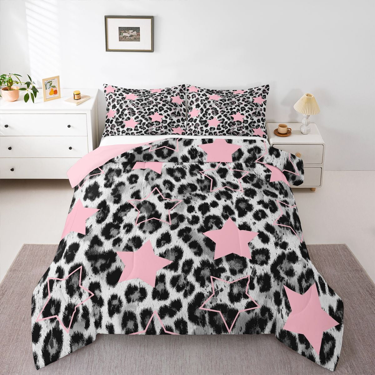 Feelyou Leopard Cheetah Print Twin Comforter Sets, Polkadots Stars ...