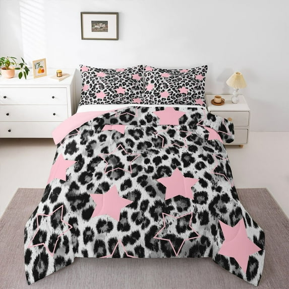 Feelyou Leopard Cheetah Print Twin Comforter Sets, Polkadots Stars ...