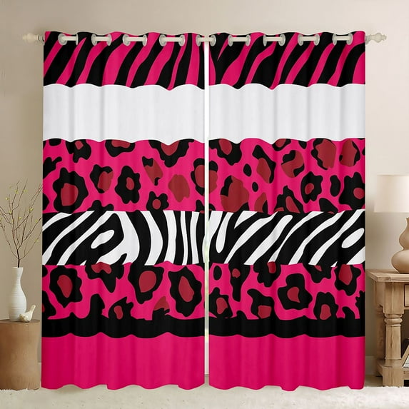 Feelyou Leopard Print Black Out Curtains, Abstract Lines Curtains Pack ...