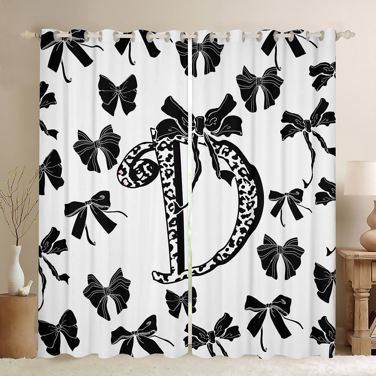 Feelyou Leopard Print Letter Curtains Pack of 2 (42x84 Each), Fashion ...