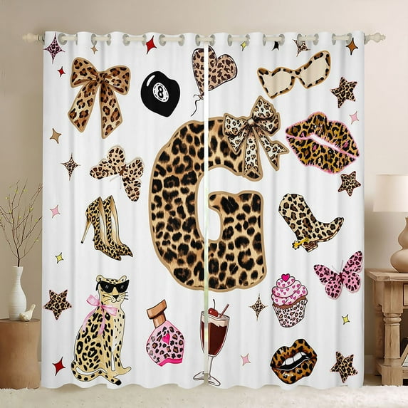 Feelyou Letter G Curtains Pack of 2 (52x84 Each), Cheetah Print Initial ...