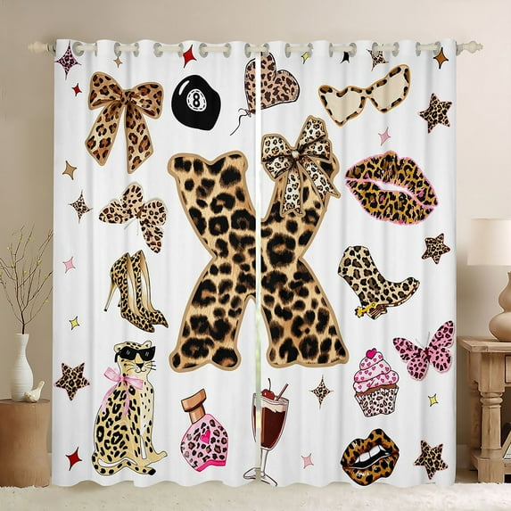 Feelyou Letter X Letter Black Out Curtains, White Brown Curtains Pack ...