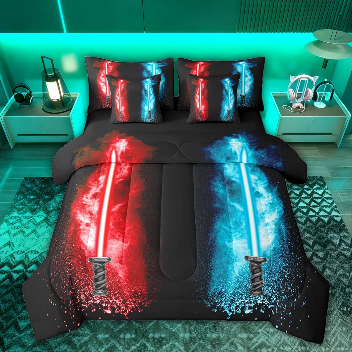 Feelyou Lightning Abstract Boy Twin Bedding Sets 7pcs, Red Blue ...