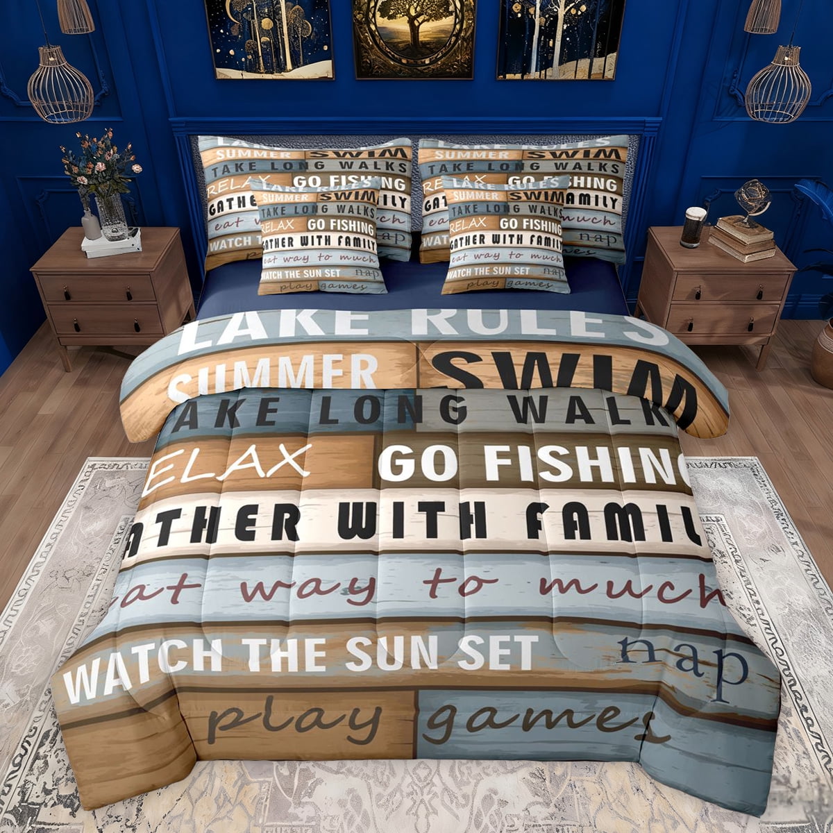 Feelyou Lodge Cabin Men Twin Bedding Sets 7-Piece, Vintage Old Barn ...
