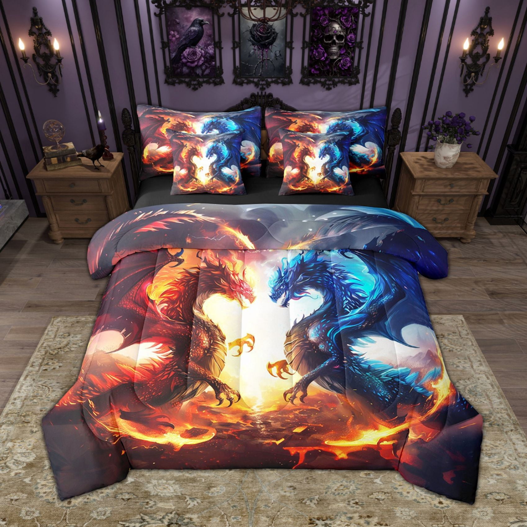 Feelyou Magic Dragon Twin Bedding Sets 7pcs, Ancient Wildlife Bedding ...
