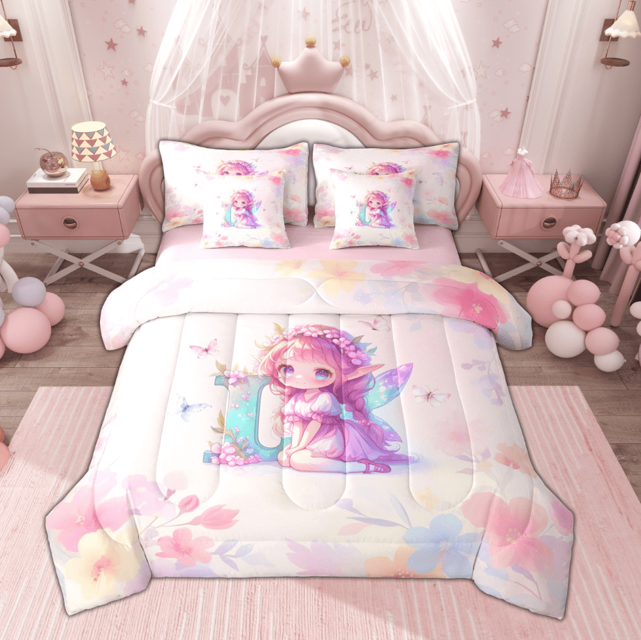 Feelyou Magic Elf Teens Twin Bedding Sets 7-Piece, Purple Monogrammed L ...