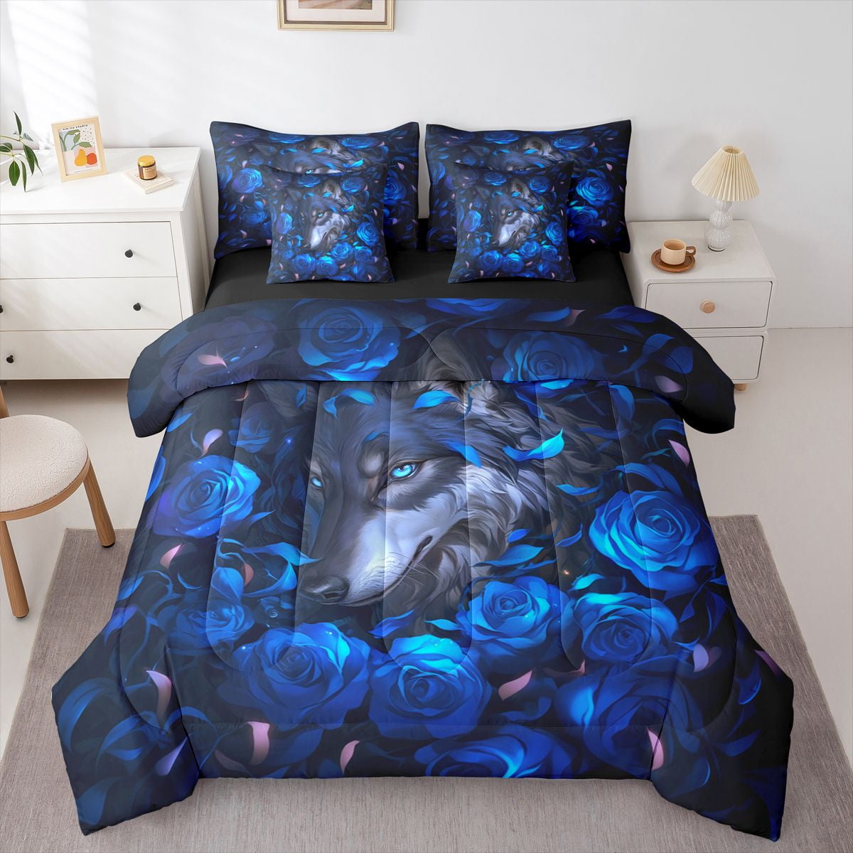 Feelyou Magic Jungle Wolf Bedding Comforter Set 7pcs for Couple ...
