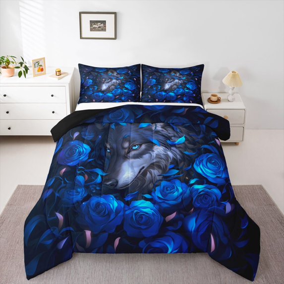Feelyou Magic Jungle Wolf Bedding Comforter Set for Couple, Glitter ...