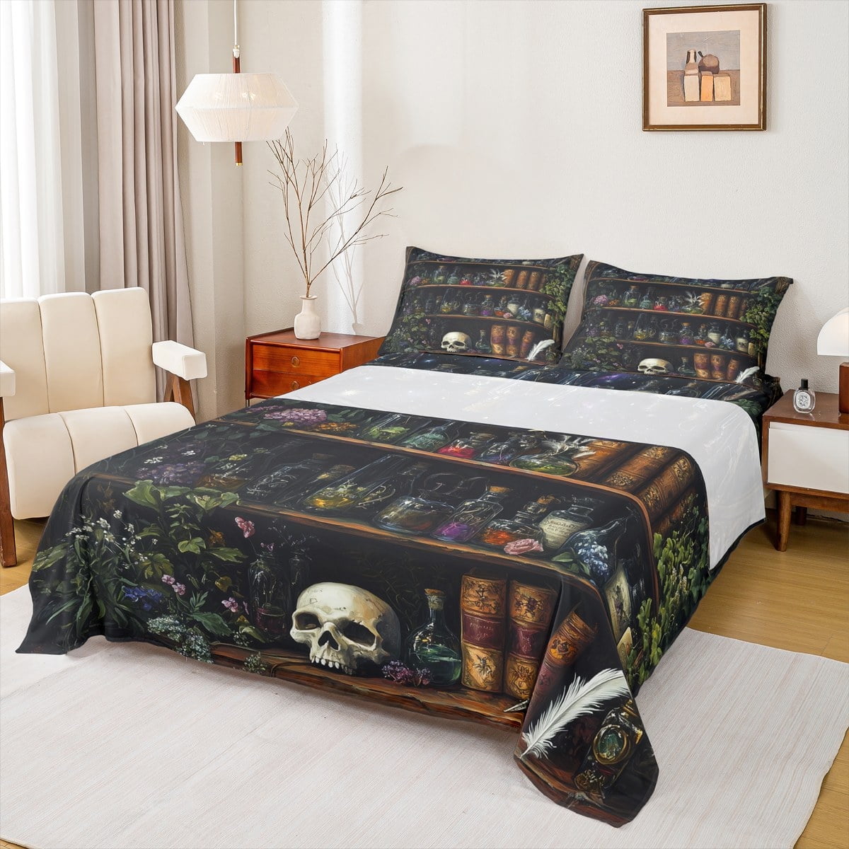 Feelyou Magic Wizard Witch Bed Sheets, Sugar Skull Skeleton King Sheets ...