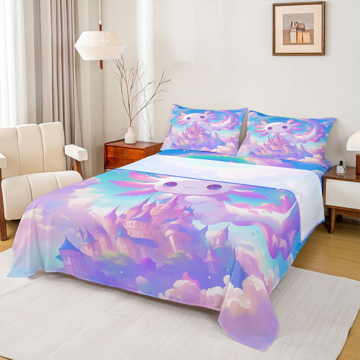 Feelyou Magical Axolotl Child Bed Sheets, Dreamy Princess Castle King ...