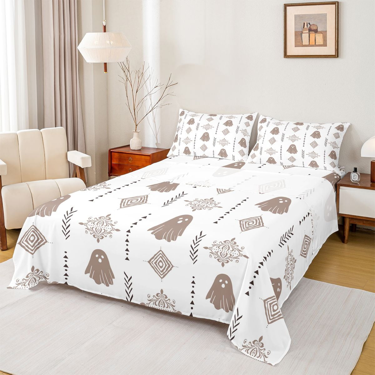 Feelyou Mandala Damask Bed Sheets, Halloween Spooky Ghost King Sheets ...