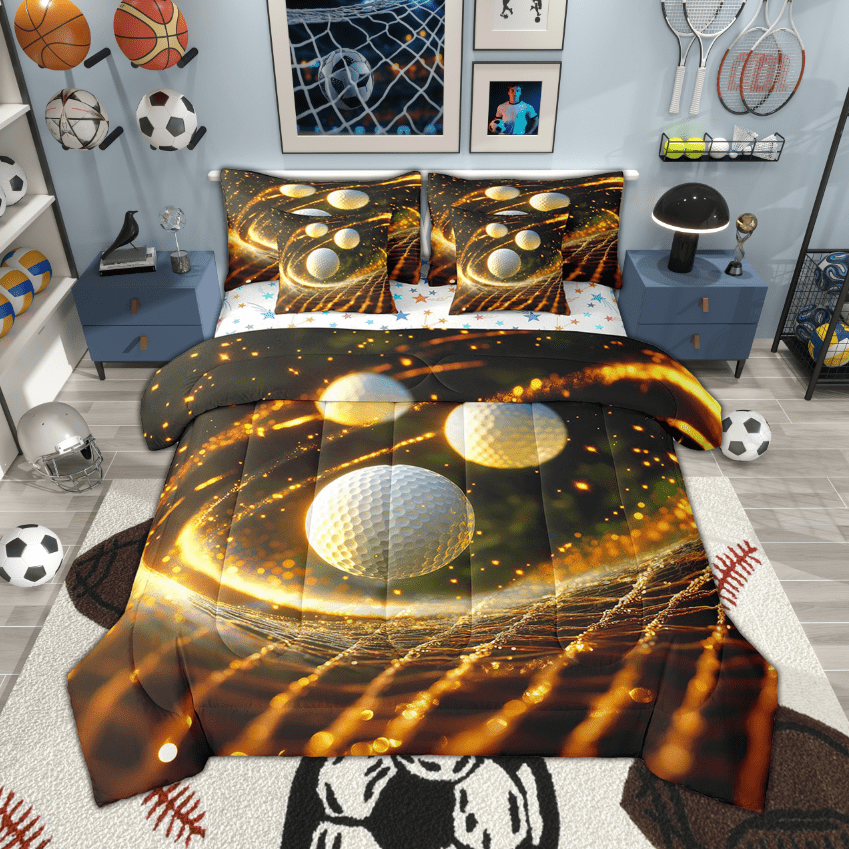 Feelyou Men Golf Print Bedding Comforter Set 7pcs, Sport Theme King ...