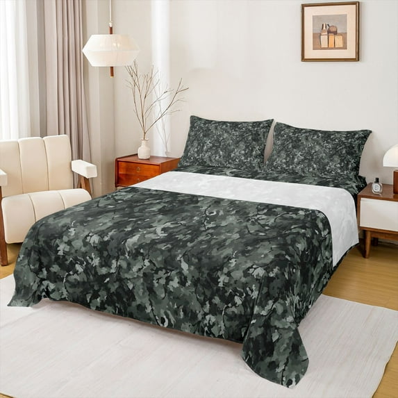 Feelyou Men Rustic Camo Bed Sheets, Green Abstract King Sheets, 4-Piece ...