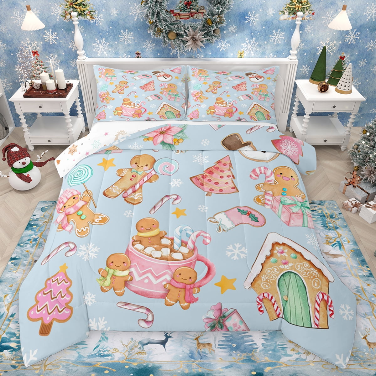Feelyou Merry Christmas Child Bedding Comforter Set, Winter Coffee Cake ...