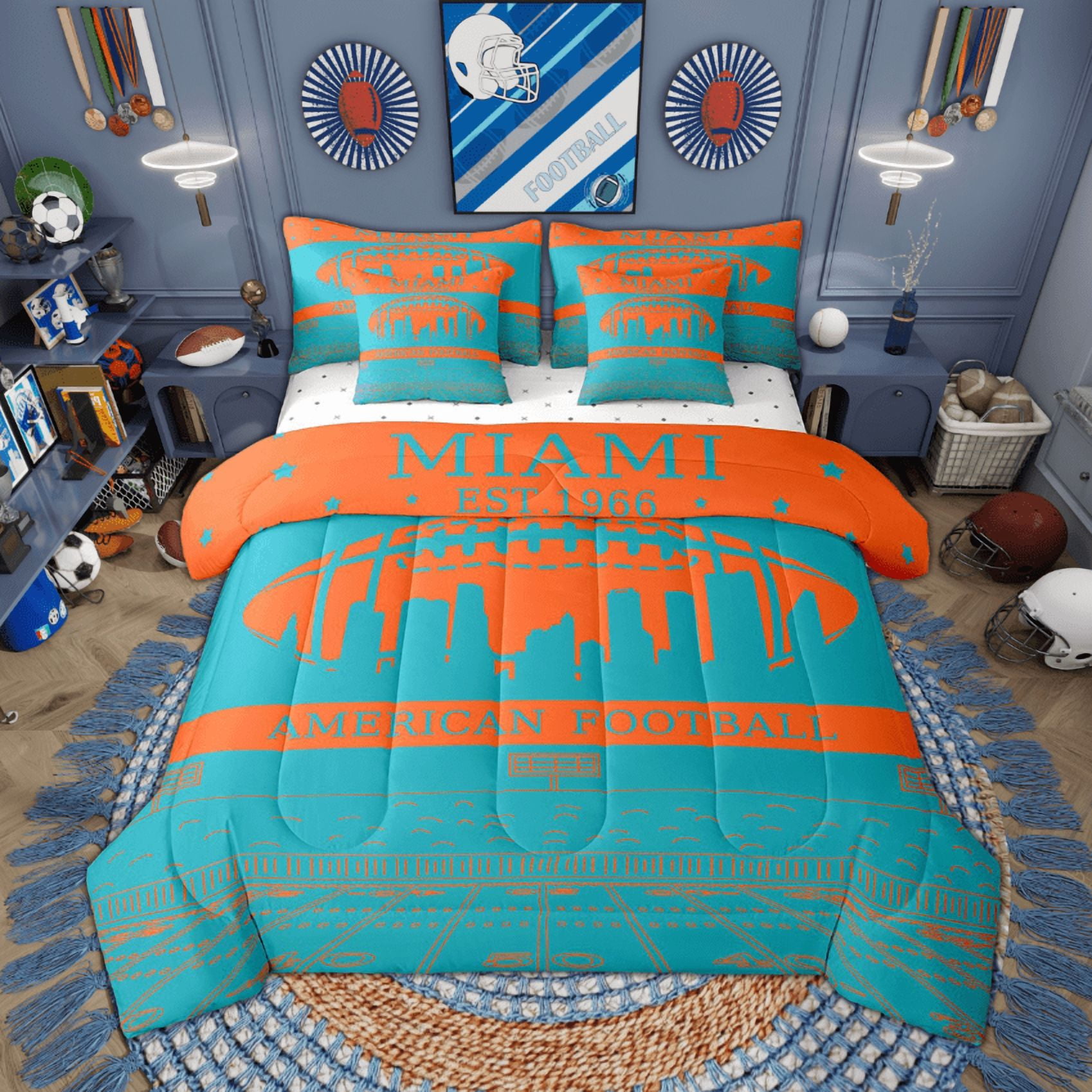 Feelyou Miami Football City Bedding Comforter Set 7pcs, Rugby Sports ...