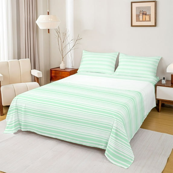 Feelyou Modern Abstract Ombre Bed Sheets for Teens, Green Lines Stripes ...