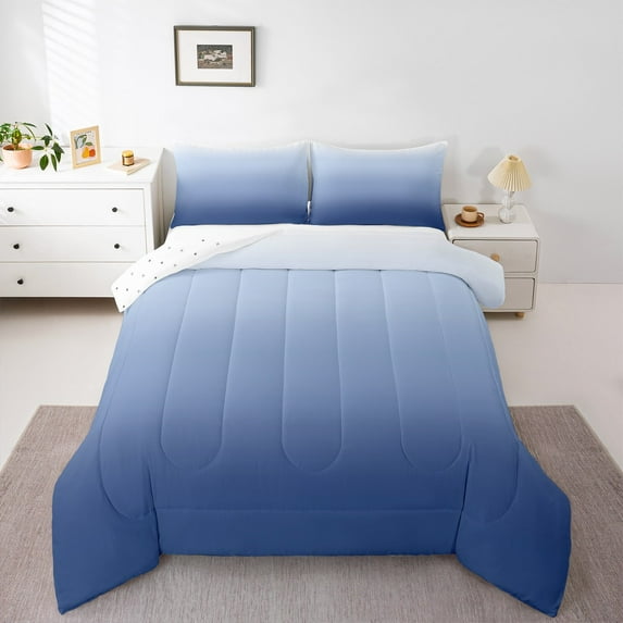 Feelyou Modern Blue Gradient Queen Comforter Set for Adult, Chic Art ...