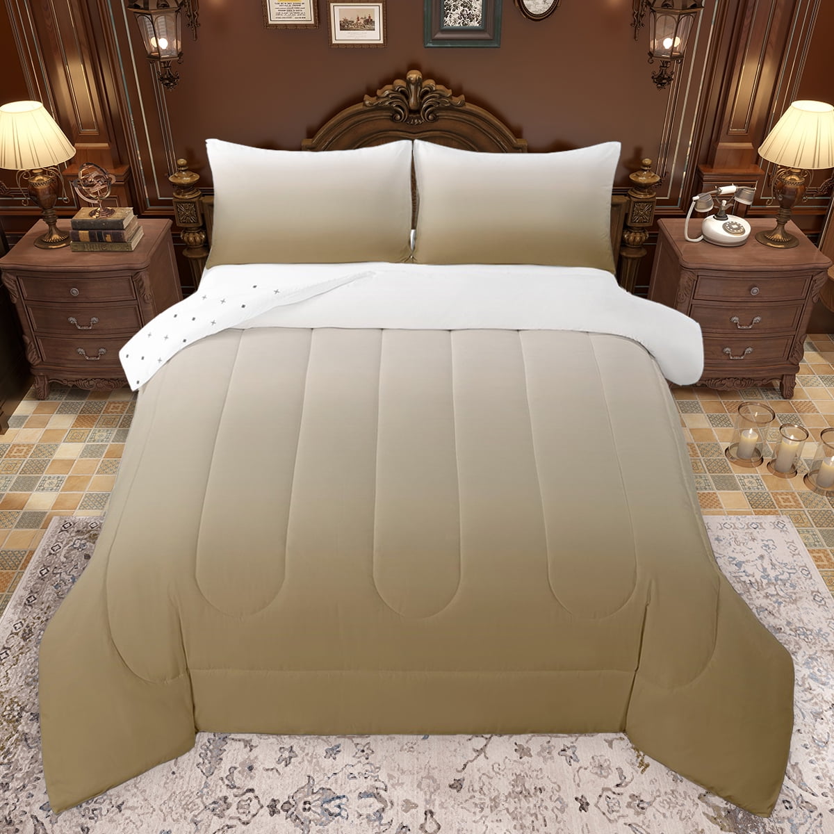 Feelyou Modern Brown Gradient Bedding Comforter Set for Adult, Chic Art ...