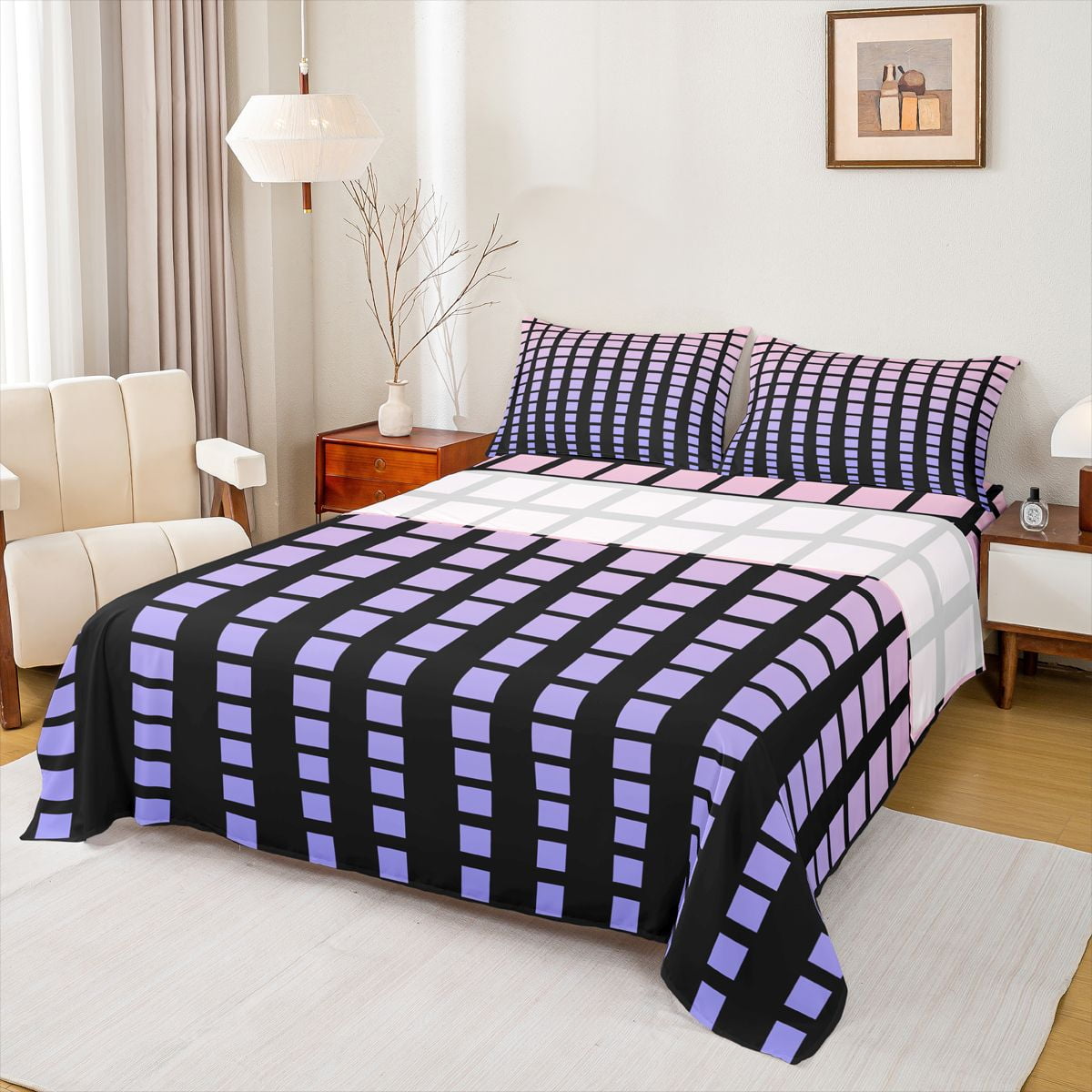 Feelyou Modern Buffalo Plaid Full Size Sheets for Adult, Chic Checkered ...