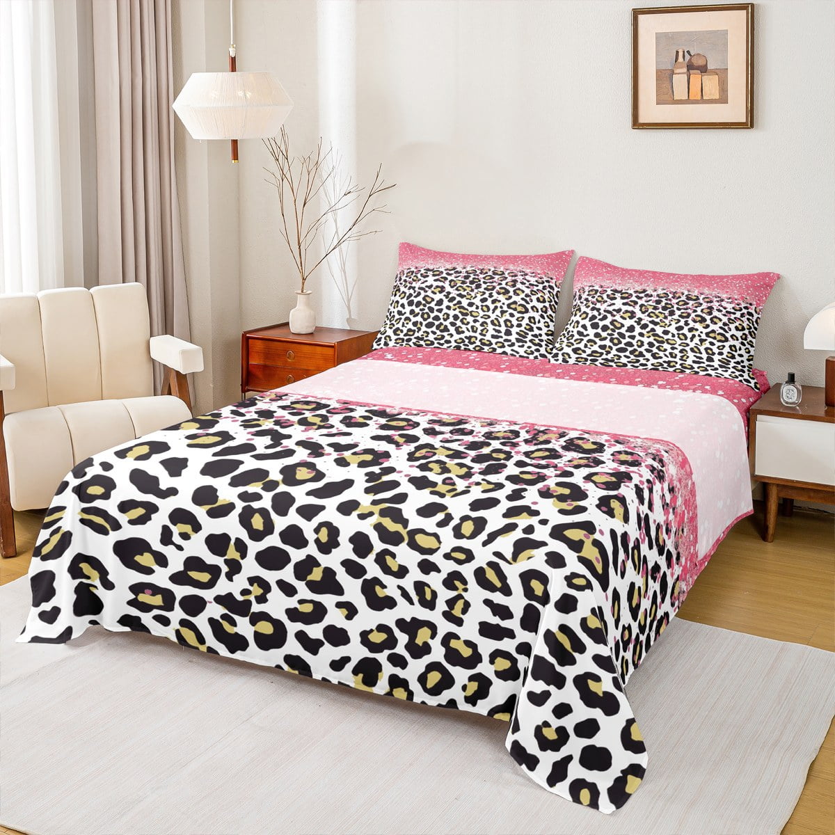 Feelyou Modern Cheetah Print Bed Sheets, Fashion Glitter King Sheets ...