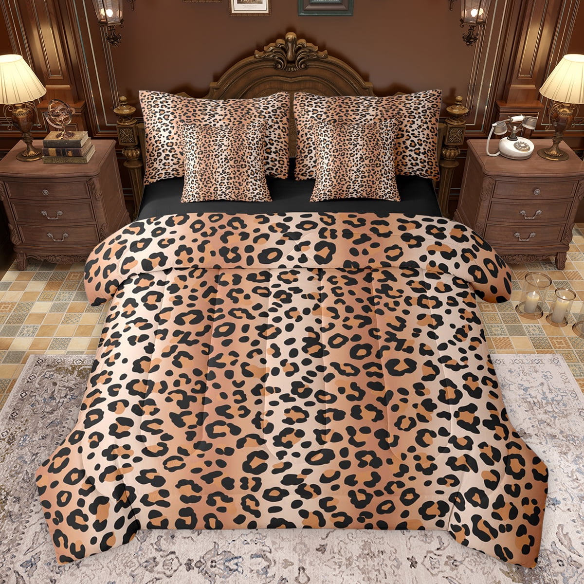 Feelyou Modern Cheetah Print Bedding Comforter Set 7 Pieces, Rustic ...