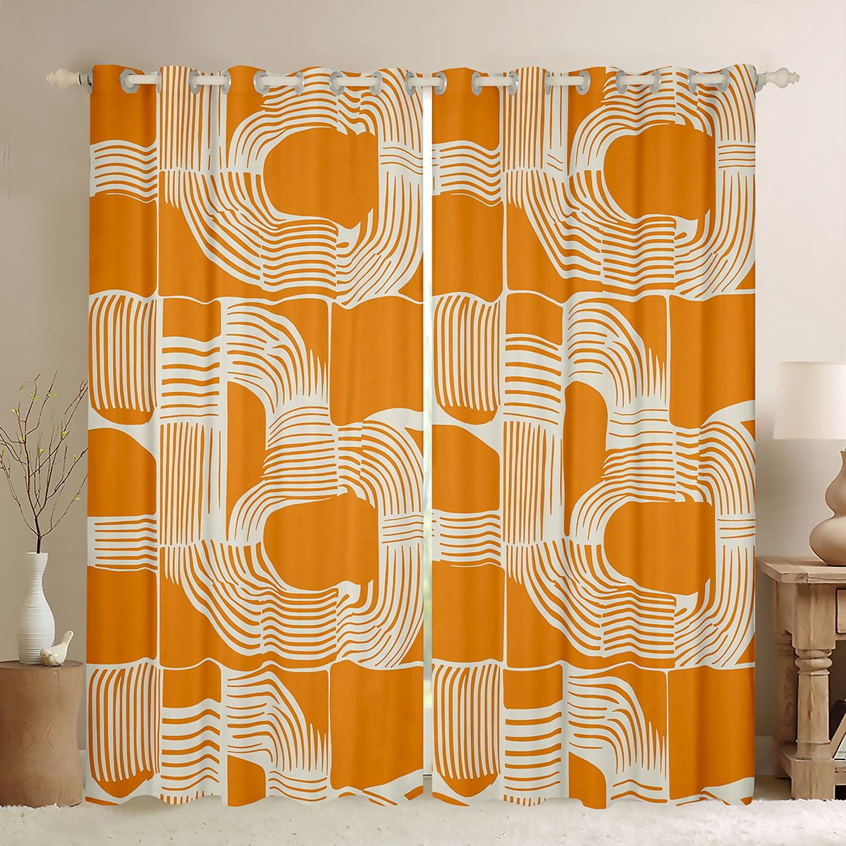 Feelyou Modern Cycle Square Black Out Curtains for Teen, Chic Patchwork ...