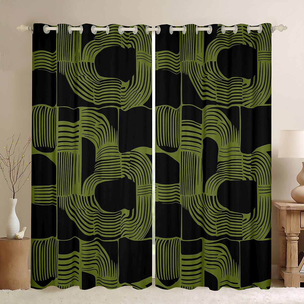 Feelyou Modern Cycle Square Blackout Curtains Set of 2 (52x84 Each) for ...
