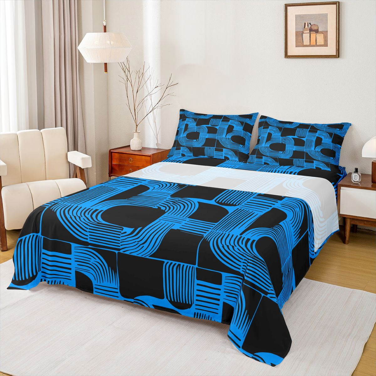 Feelyou Modern Cycle Square Twin Sheet Sets for Teen, Chic Patchwork ...