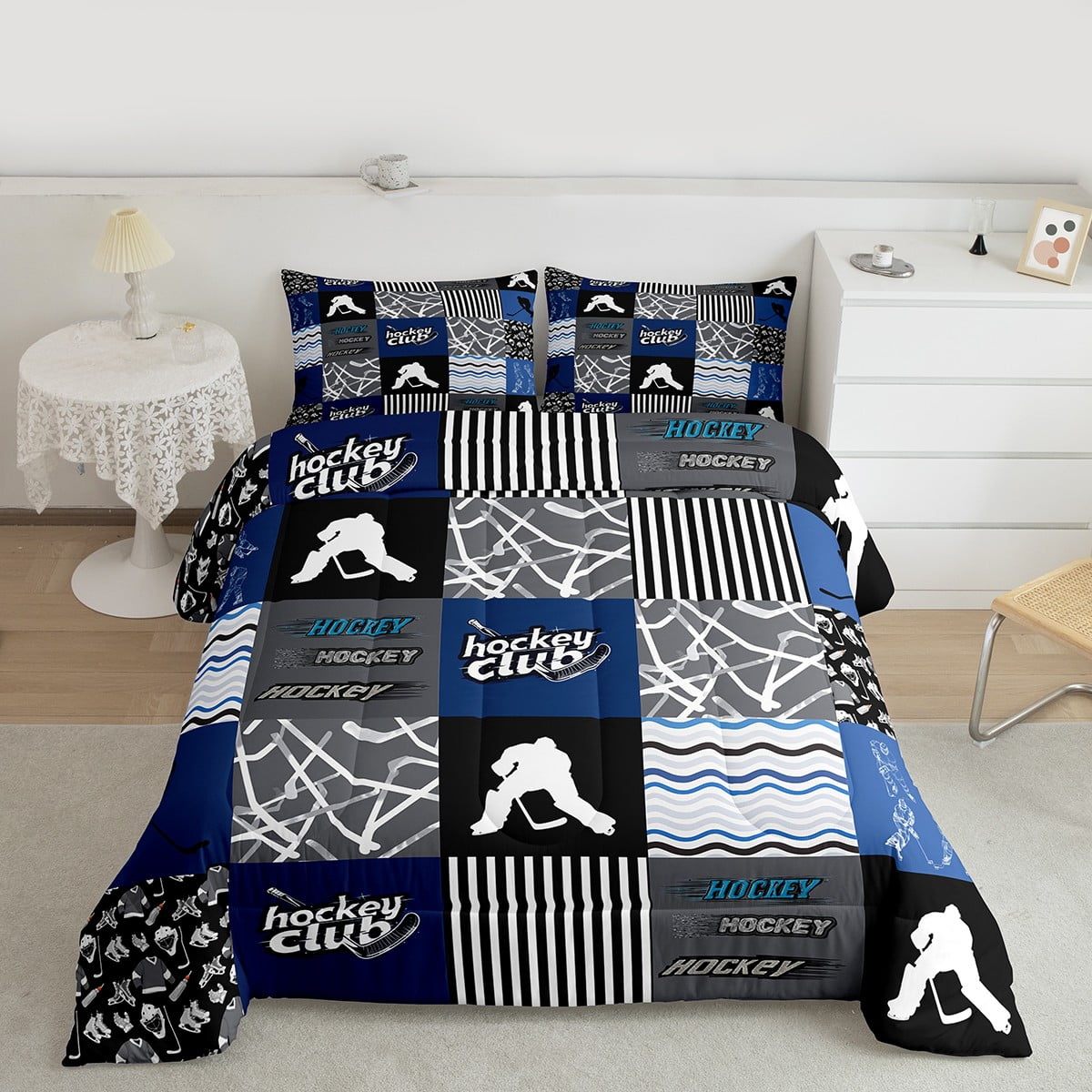 Feelyou Modern Ice Hockey Teens Bedding Comforter Set, Ball Sports ...