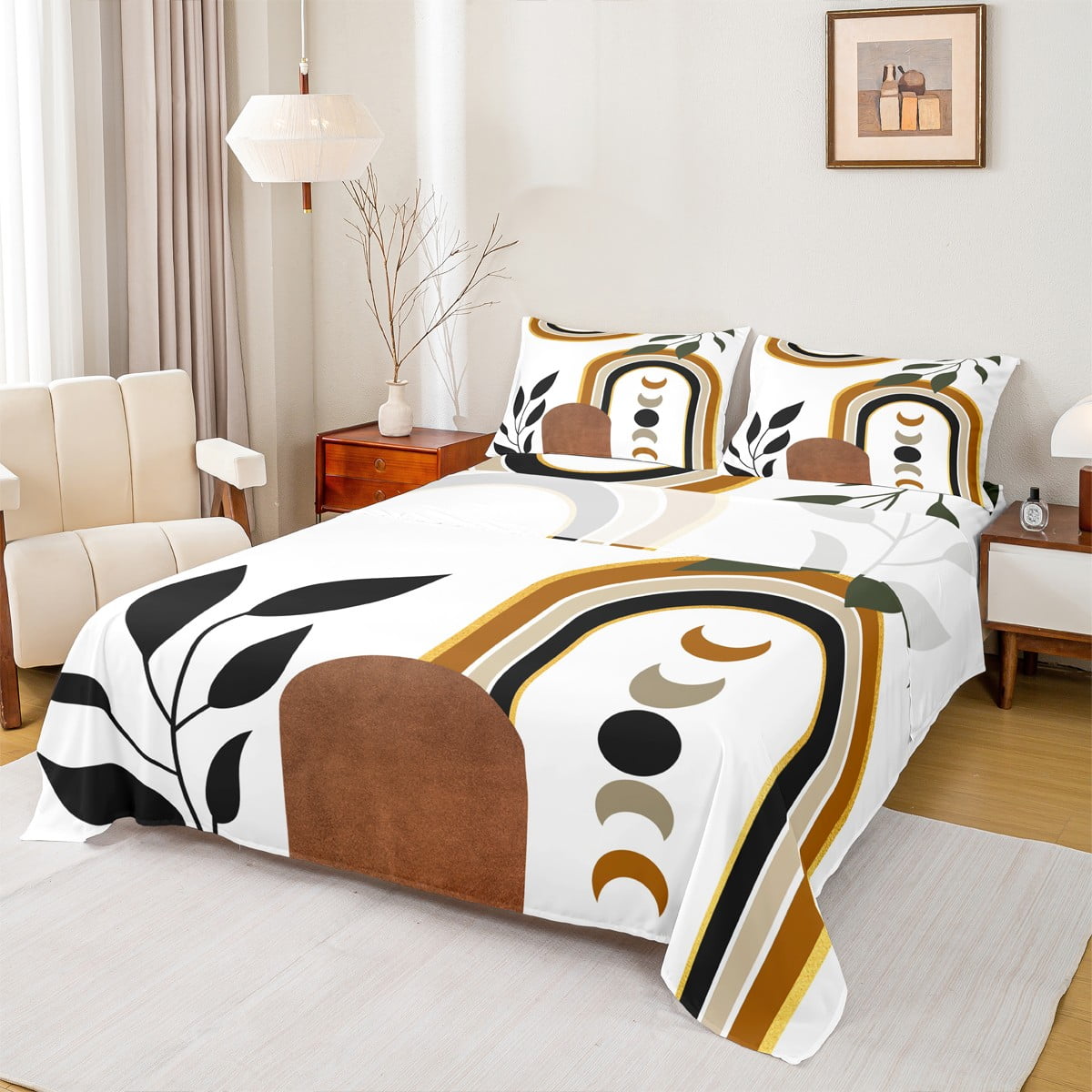 Feelyou Modern Minimalism Twin Sheet Sets, Botanical Leaves Twin Fitted ...