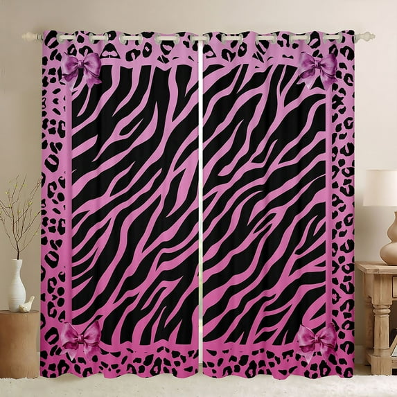 Feelyou Modern Pink Lines Curtains Pack of 2 (42x84 Each) for Kids ...