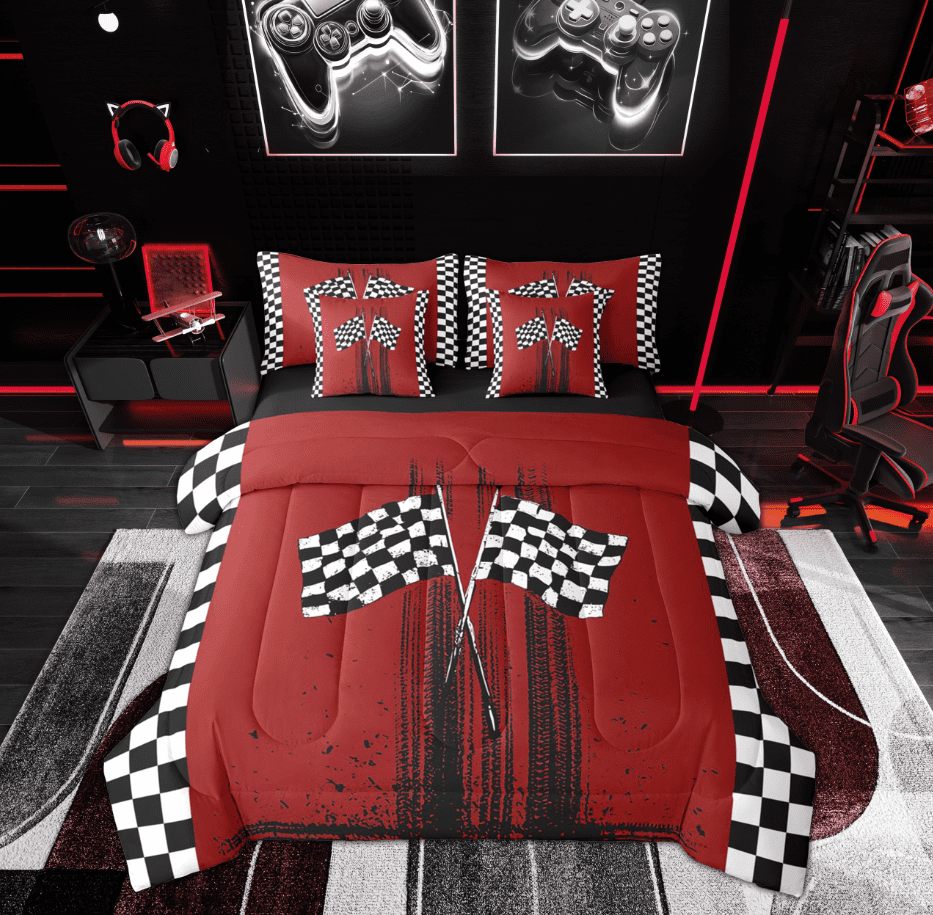 Feelyou Modern Racing Car Boys Twin Bedding Sets 7-Piece, Buffalo ...