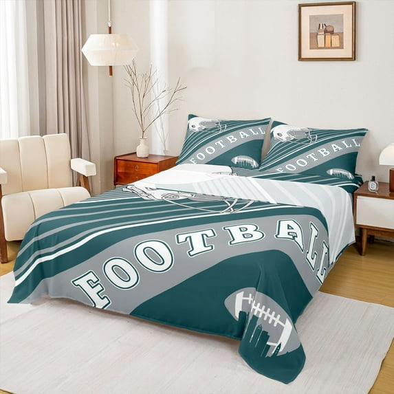 Feelyou Modern Rugby Football Twin Sheet Sets, Cartoon Soccer Helmet ...