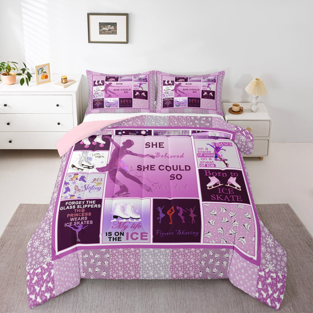 Feelyou Modern Skating Lover Full Size Comforter Sets for Kids, Ice ...