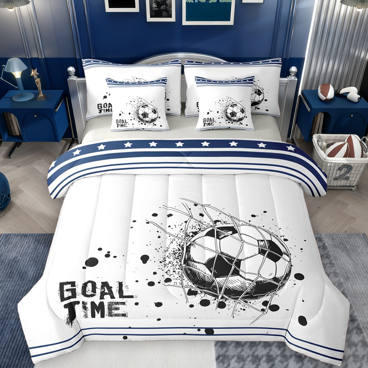 Feelyou Modern Soccer Sports Twin Bedding Sets 7-Piece for Kids, West ...