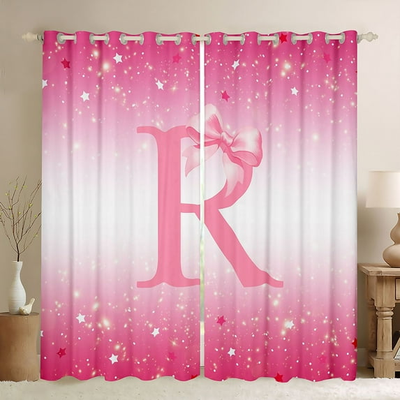 Feelyou Monogrammed R Black Out Curtains, Bow Letter Curtains Pack of 2 ...
