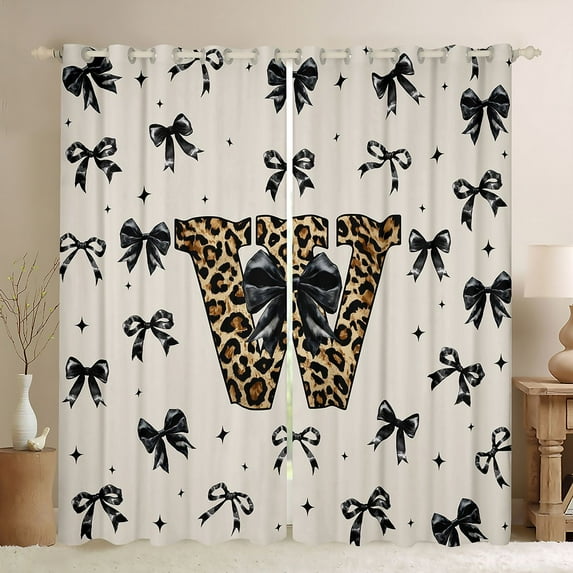 Feelyou Monogrammed W Blackout Curtains Set of 2 (52x84 Each), Bowknot ...