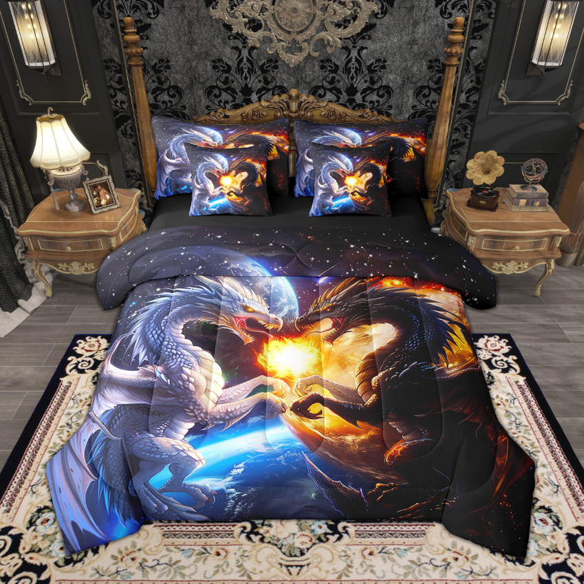 Feelyou Monster Dragon Bedding Comforter Set 7pcs for Kids, Universe ...