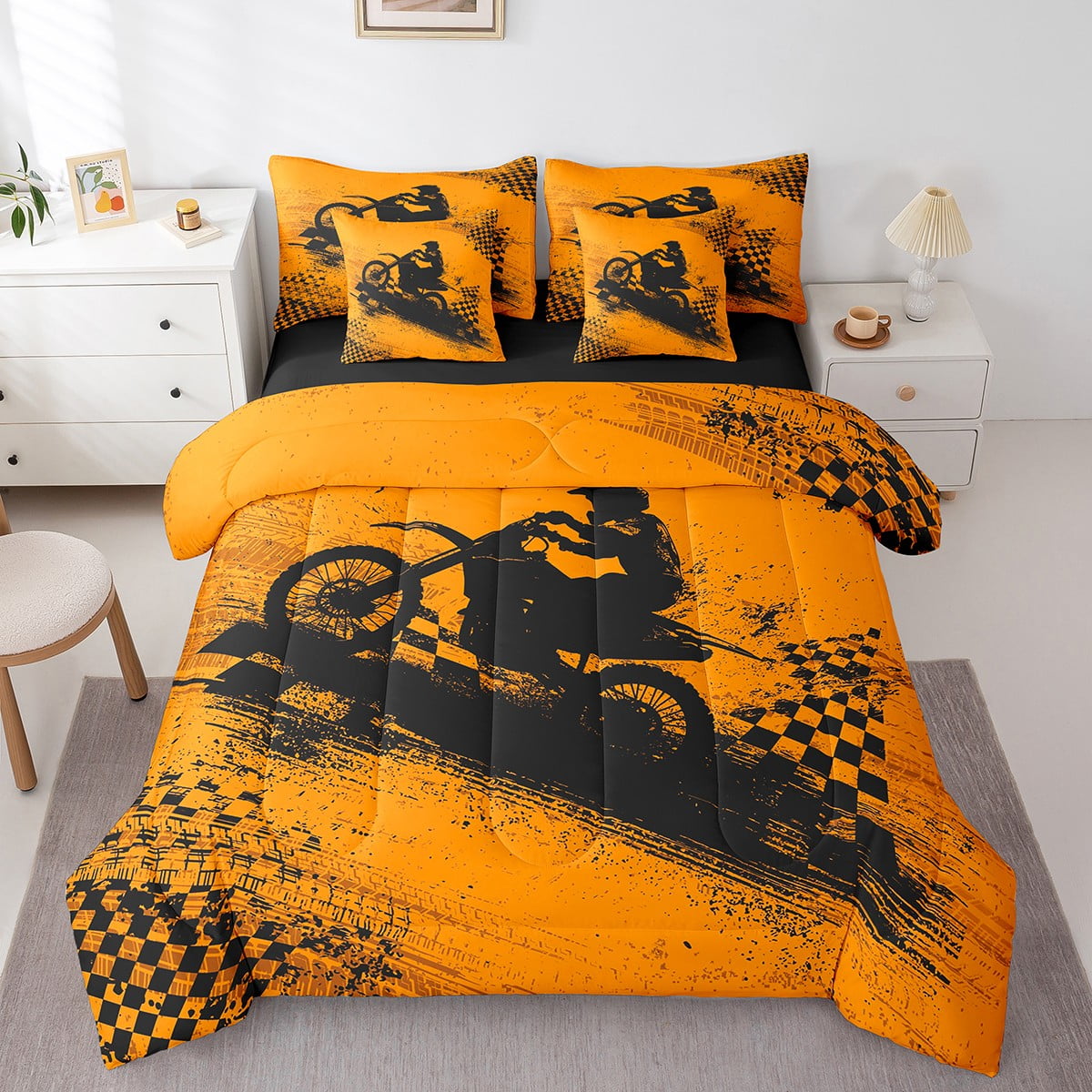 Feelyou Motorcycle Dirt Bike Bedding Comforter Set 7 Pieces, Extreme ...