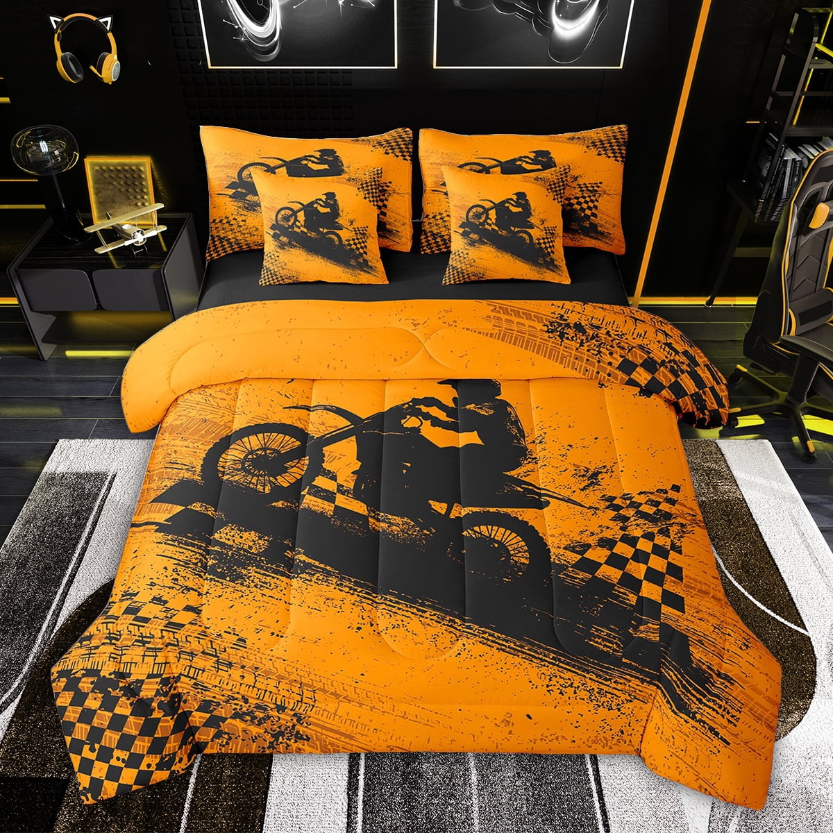 Feelyou Motorcycle Dirt Bike Bedding Comforter Set 7 Pieces, Extreme ...
