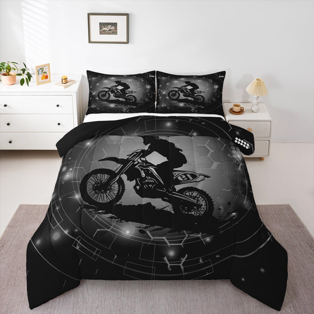 Feelyou Motorcycle Dirt Bike Queen Comforter Set, Extreme Speed Sport ...