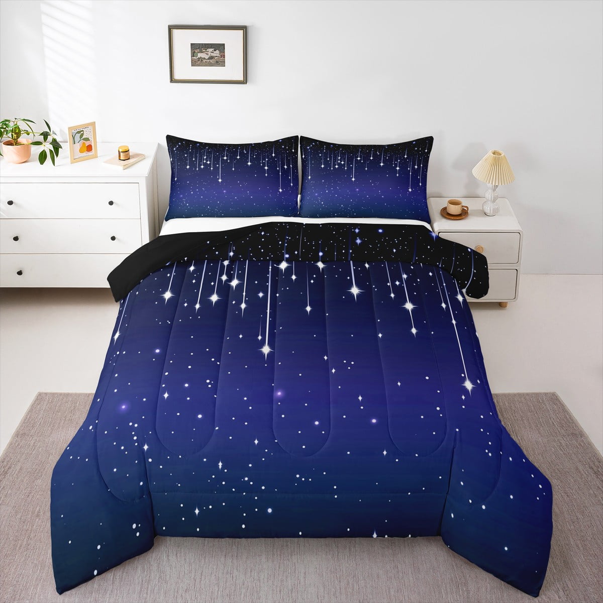 Feelyou Mystic Glitter Stars Bedding Comforter Set, Dreamy Starry Sky ...