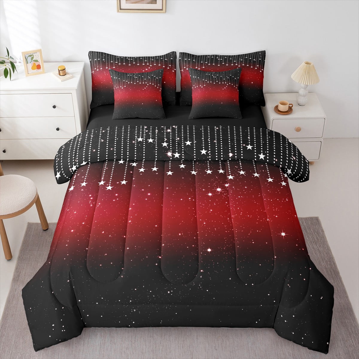 Feelyou Mystic Glitter Stars Twin Bedding Sets 7-Piece, Dreamy Starry ...