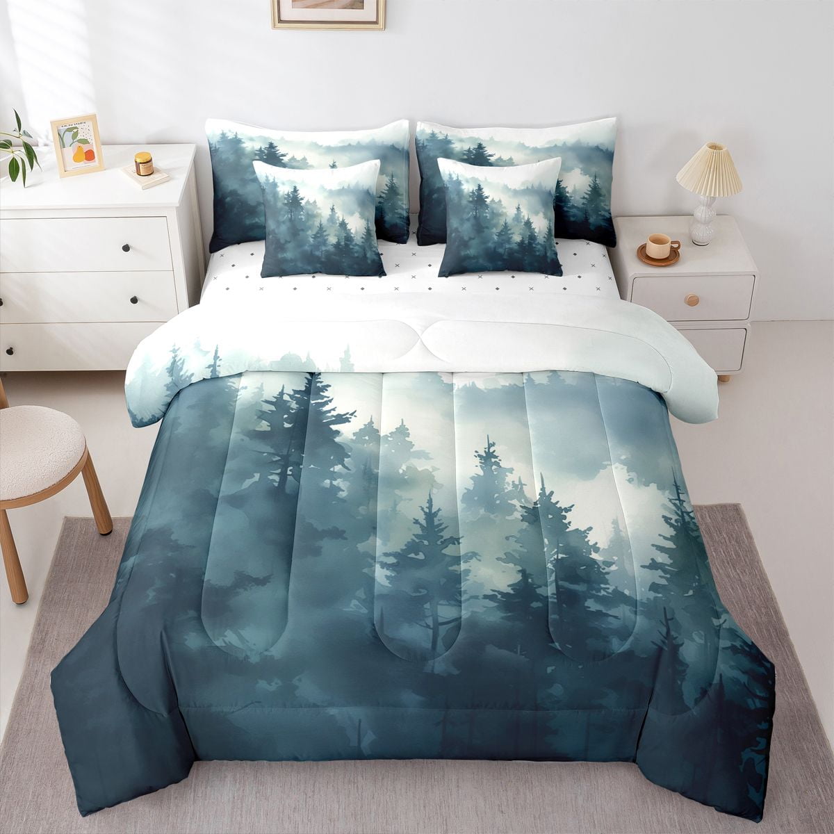 Feelyou Nature Scenery Bedding Comforter Set 7 Pieces, Jungle Pine Tree ...