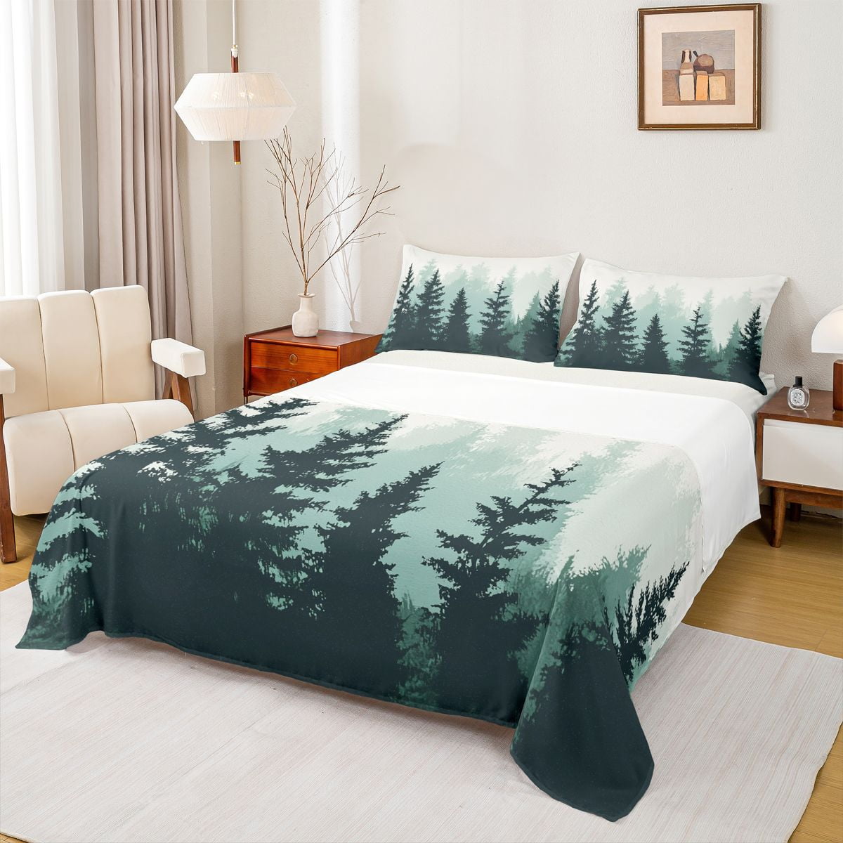 Feelyou Nature Scenery Full Size Sheets, Jungle Pine Tree Bed Sheets ...