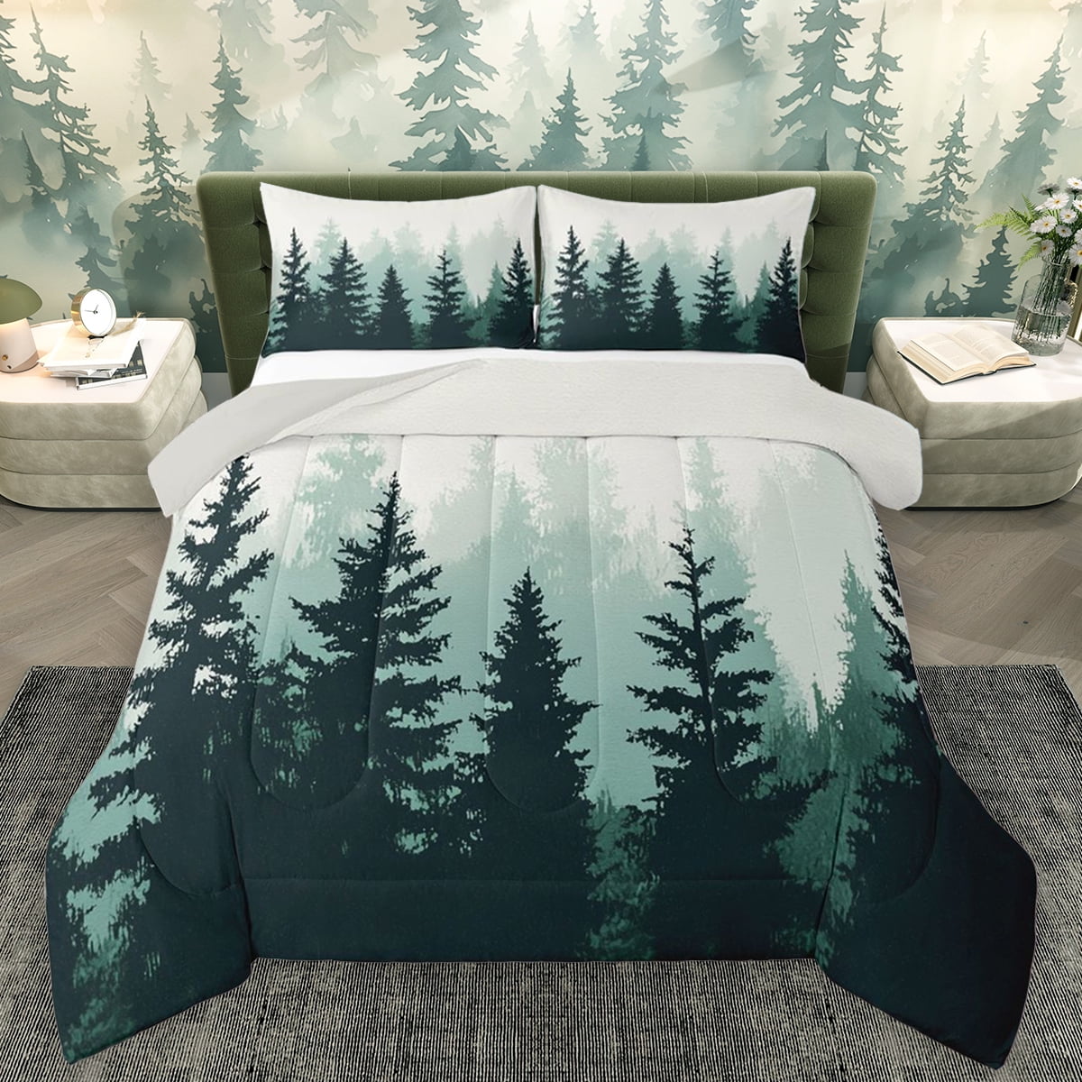 Feelyou Nature Scenery Queen Comforter Set, Jungle Pine Tree Bedding ...
