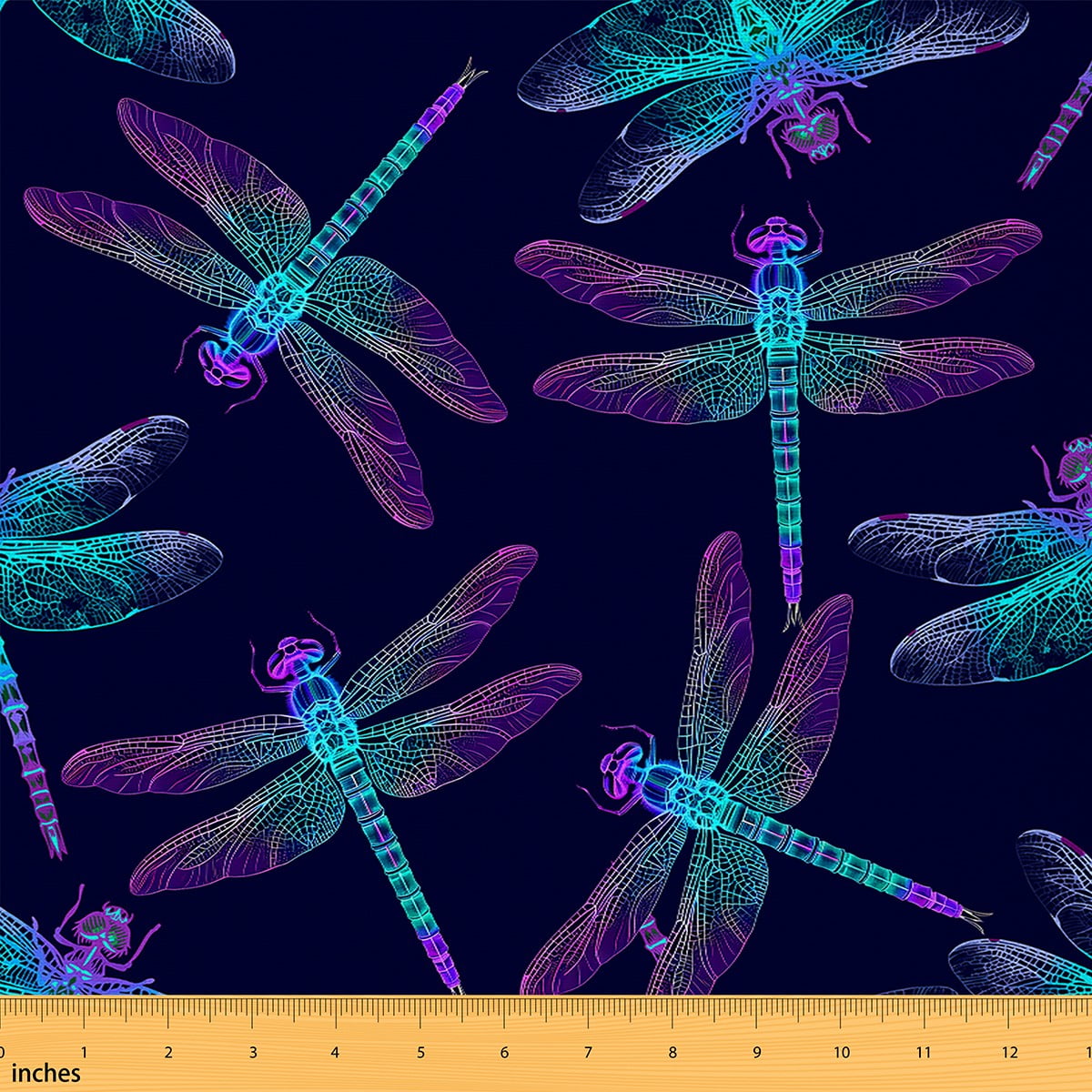 Feelyou Neon Dragonfly Fabric by the Yard 10 Yards, Hippie Animal Home ...