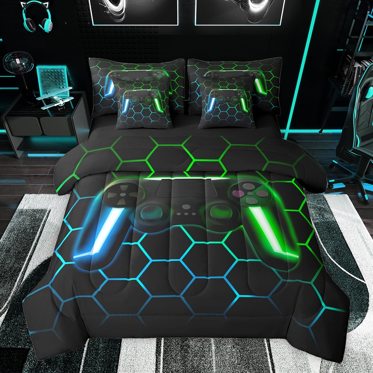 Feelyou Neon Glowing Gamepad Bedding Comforter Set 7 Pieces for Kids ...