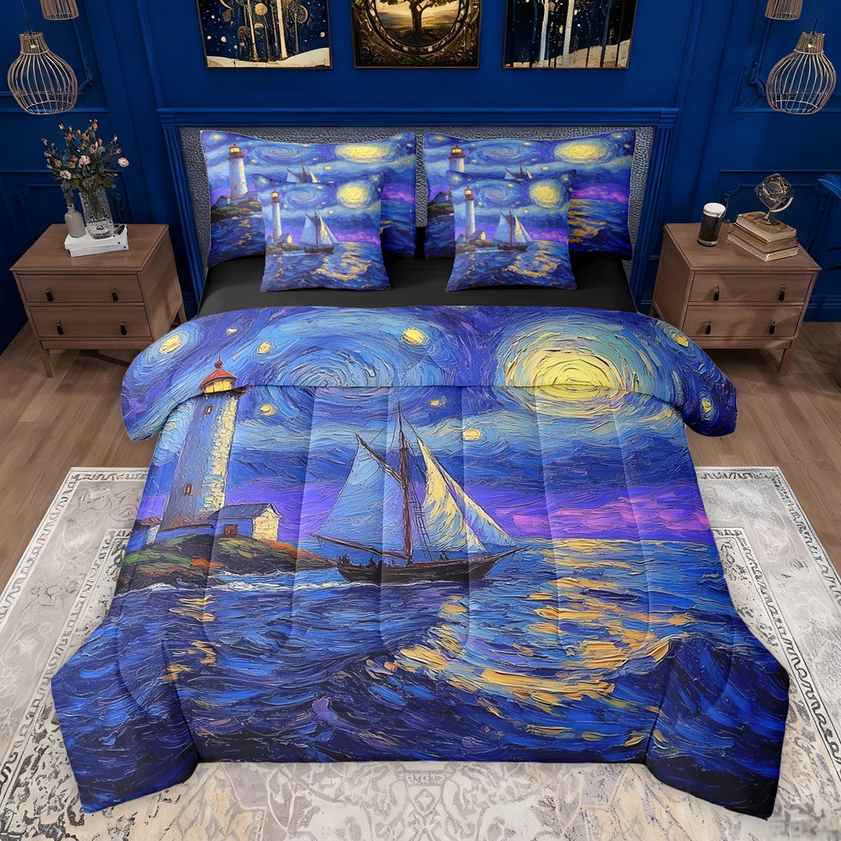 Feelyou Ocean Sailboat Nautical Twin Bedding Sets 7-Piece, Mystic ...
